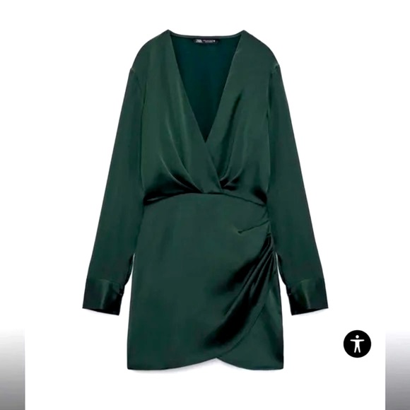 Zara | Dresses | Zara Satin Effect Wrap Dress | Poshmark